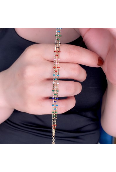 KAYRA Gökkuşağı Altın Mineli Bileklik AÇB61