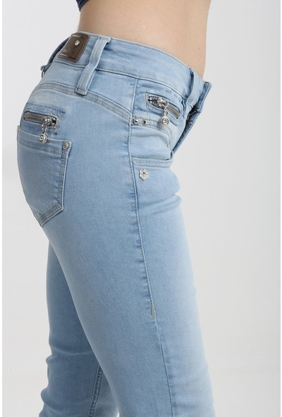 Freeman T. Porter Buz Mavisi Boru Paça Kadın Pantolon