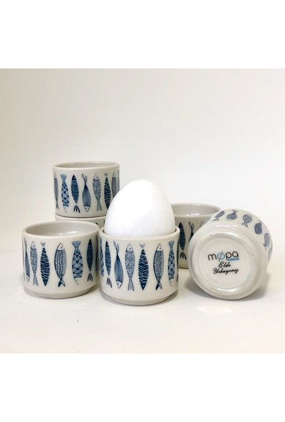Mopa Porselen Desenli Porselen Yumurtalık 6 Adet Balık Desen DS-1009 Mopa Porselen Desenli Porselen Yumurtalık 6 Adet Balık Desen DS-1009