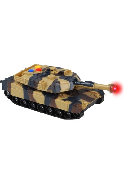 ES102 Sesli Işıklı Etrafında Dönen Oyuncak Askeri Tank Oyuncak Tank Sarı Kamuflaj