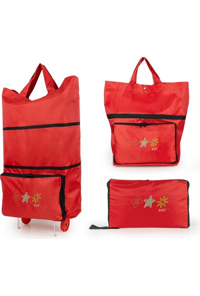 Entrklm Fonksiyonel Orta Boy 2 Tekerlekli Çarşı Pazar Alışveriş Çantası Kırmızı Entrklm Fonksiyonel Orta Boy 2 Tekerlekli Çarşı Pazar Alışveriş Çantası Kırmızı