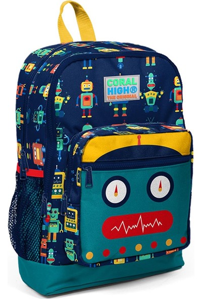 Coral High Kids Lacivert Robot Desenli Dört Bölmeli Okul Sırt Çantası 23472 Coral High Kids Lacivert Robot Desenli Dört Bölmeli Okul Sırt Çantası 23472