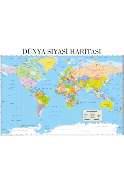 Hayat Poster Dünya Siyasi Haritası 30 x 45 cm Kuşe Poster Silindir Kutulu Kargo