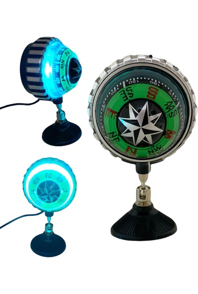 EKT Işıklı Vantuzlu Araç Içi Büyük Boy Yeşil Pusula