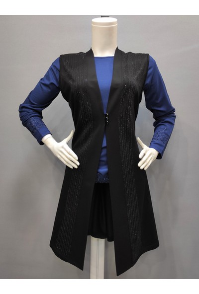 Modaminar Mevsimlik Penye Kumaş Taş Detaylı Uzun Kadın Yelek Modaminar Mevsimlik Penye Kumaş Taş Detaylı Uzun Kadın Yelek