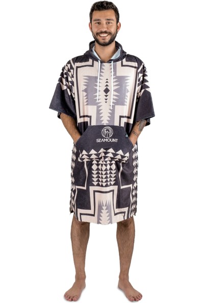 Seamount Ethnic New Black Surf Panço, Özel Tasarım Baskılı Havlu Poncho Seamount Ethnic New Black Surf Panço, Özel Tasarım Baskılı Havlu Poncho