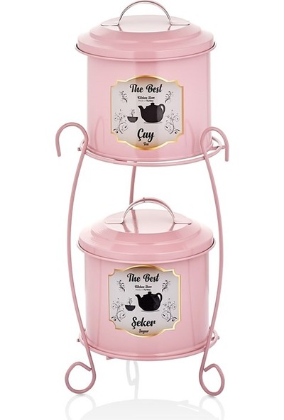 Kitchen Store Çay Şekerlik Üst Üste Metal Şekerlik Kutusu Şekerlikli