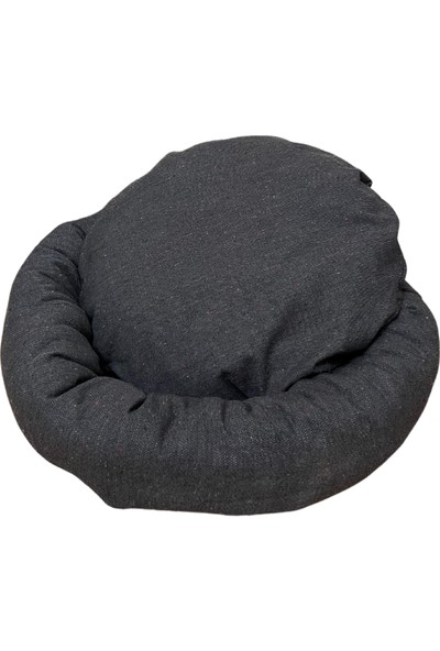 Petsygoo Keten Gri Kumaş, Boncuk Silikon Yıkanabilir, 50 cm Çaplı Kedi-Köpek Yatağı