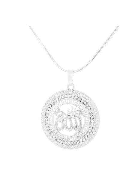 Haziran Taşlı Allah Yazılı Kolye - Silver