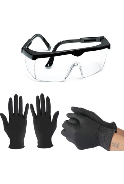 Okul Store Şeffaf Koruyucu Gözlük ve 1 Çift Nitril Eldiven