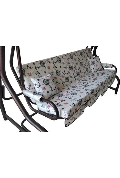 Vip Home Concept 3 Kişilik Salıncak Minderi Süngerli Kılıfı Marin-Çapa Bahçe Minderi