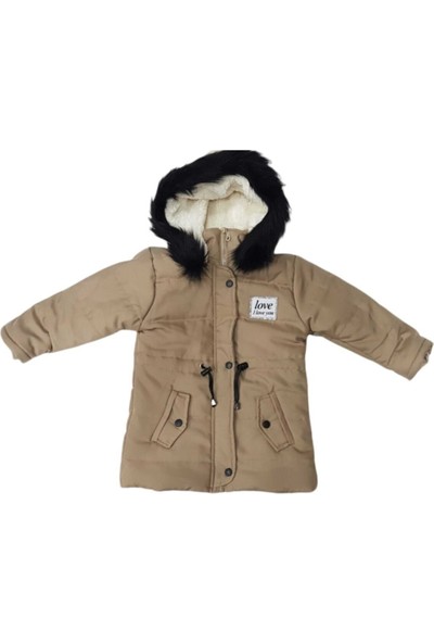 Selen Bebe Kız Çocuk Şişme Çıkarılabilen Kürklü Kapüşonlu Su Geçirmez Mont