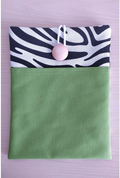 Talay Kitabevi Yeşil Cepli Zebra Desenli Kitap Kılıfı - Kitap Çantası