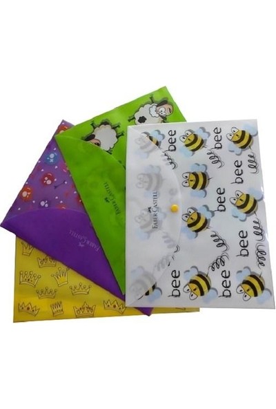 Faber-Castell Çıtçıtlı Dosya 4 Desenli 4'lü