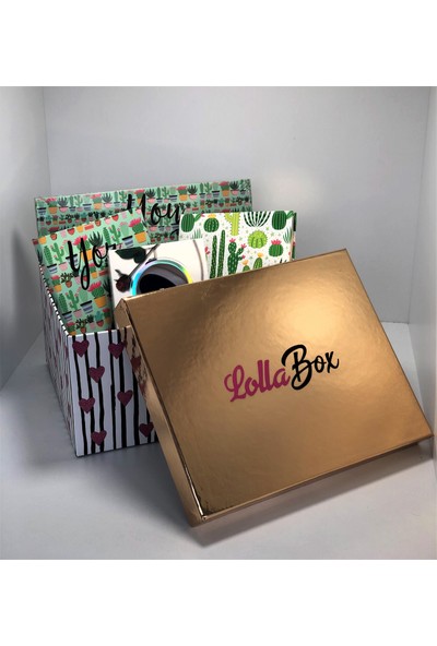 Lolla Box Özel Kutulu Inci Kolye ve Kaktüs Tasarımlı Hediye Seti Lolla Box Özel Kutulu Inci Kolye ve Kaktüs Tasarımlı Hediye Seti