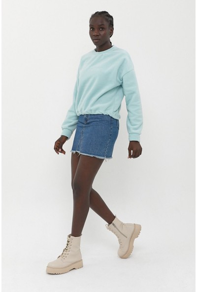 Rapapa Kadın Polar Sweat Su Yeşili 3011- Rapapa Kadın Polar Sweat Su Yeşili 3011-