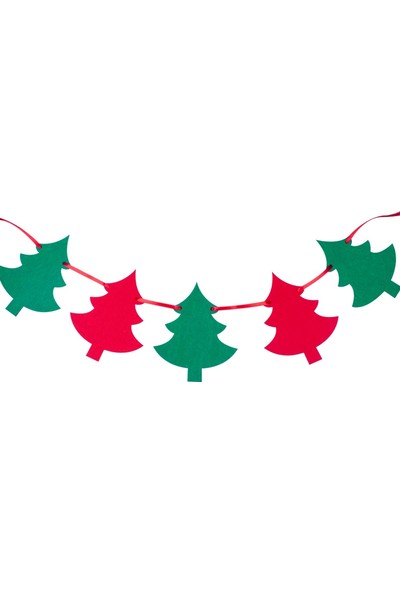 Kırmızı Yeşil Keçe Çam Ağacı Afiş 15X18CM 5li