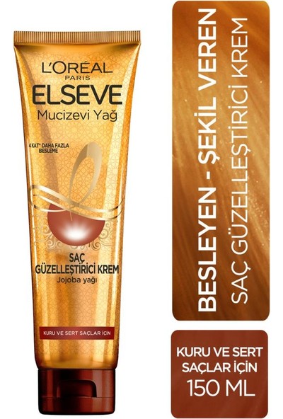 L'Oréal Paris Elseve Mucizevi Yağ Saç Güzelleştirici Krem 150 ml - Kuru ve Sert Saçlar L'Oréal Paris Elseve Mucizevi Yağ Saç Güzelleştirici Krem 150 ml - Kuru ve Sert Saçlar