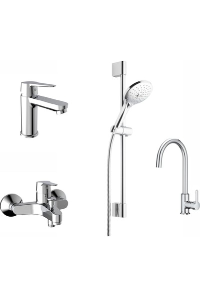 Roca 4’lü Set (Estreia Lavabo Bataryası + Estreia Banyo Bataryası + Mencia Eviye Bataryası + Aurea Sürgülü El Duşu) Roca 4’lü Set (Estreia Lavabo Bataryası + Estreia Banyo Bataryası + Mencia Eviye Bataryası + Aurea Sürgülü El Duşu)