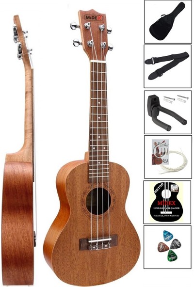 Midex SP-21MT Set Maun Soprano Ukulele (Çanta Stand Askı Yedek Tel Metod Pena) Midex SP-21MT Set Maun Soprano Ukulele (Çanta Stand Askı Yedek Tel Metod Pena)