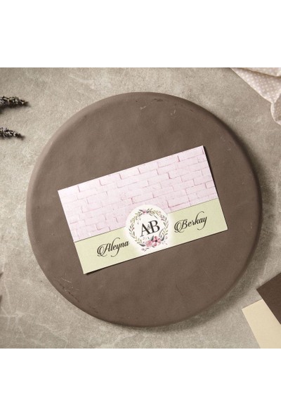 Davetiyebul Tuğla Motifli Katlamalı Düğün Davetiyesi