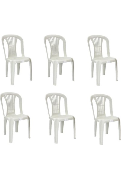 Sadık Plastik 6 Adet Sedef Kolsuz Plastik Sandalye Beyaz Sadık Plastik 6 Adet Sedef Kolsuz Plastik Sandalye Beyaz
