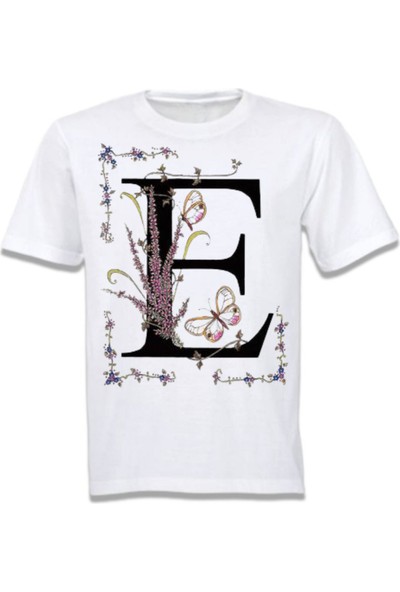 Homestorebotique Dijital Baskılı Farklı Desen E Harfi Temalı Özel Tasarım Tişört Modelleri