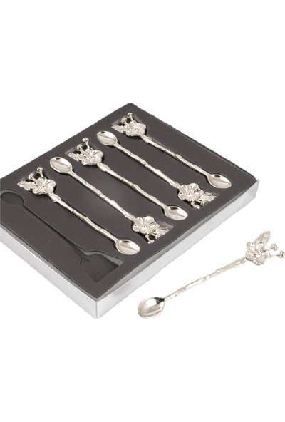Anadolu Saray Çarşısı 6'lı Gümüş Japon Gülü Çay Kaşığı Seti