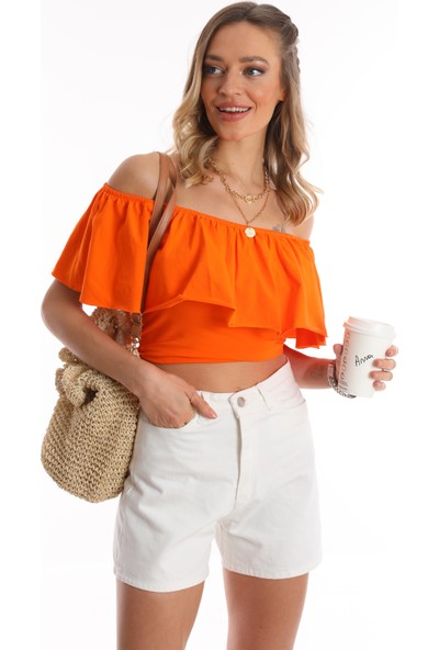 Modesta Kadın Yüksek Bel Denim Şort Beyaz Modesta Kadın Yüksek Bel Denim Şort Beyaz