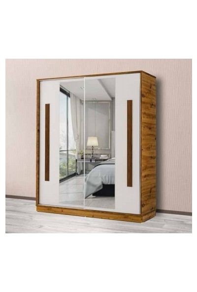 Viento Mobilya Bahar %100 Mdf Sürgülü 181 x 212 Aynalı Gardırop