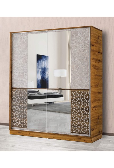 Viento Mobilya Yakamoz %100 Mdf Sürgülü Ceviz 181 x 212 Aynalı Gardırop Viento Mobilya Yakamoz %100 Mdf Sürgülü Ceviz 181 x 212 Aynalı Gardırop