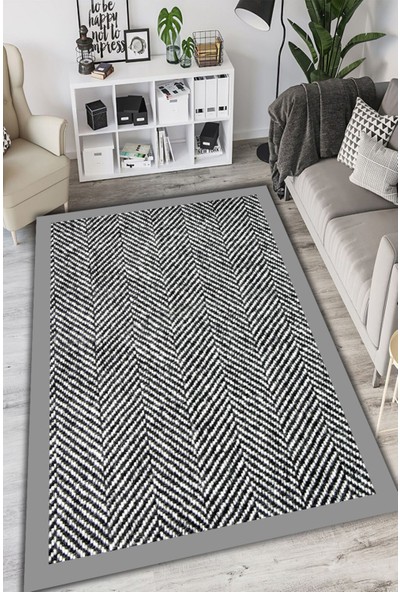 Esta Gri Çerçeveli Çizgisel Halı - ES1244 Esta Gri Çerçeveli Çizgisel Halı - ES1244