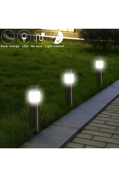 Tazador Boru Görünümünde Metal Gövdeli Güneş Enerjili Solar Bahçe Lambası 12 Li Set