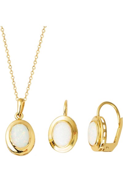 Bilezikci Kolye Küpeli Opal Ikili Altın Set