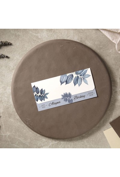 Davetiyebul Mavi Yapraklı Katlamalı Düğün Davetiyesi Davetiyebul Mavi Yapraklı Katlamalı Düğün Davetiyesi