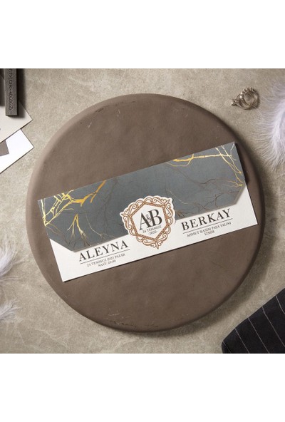 Davetiyebul Katlamalı Gri Düğün Davetiyesi