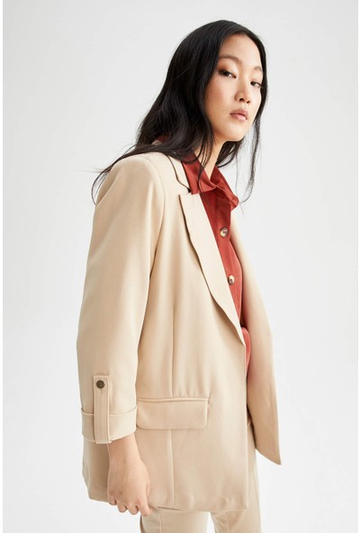 DeFacto Regular Fit Kol Katlama Detaylı Blazer Ceket W5302AZ22SM