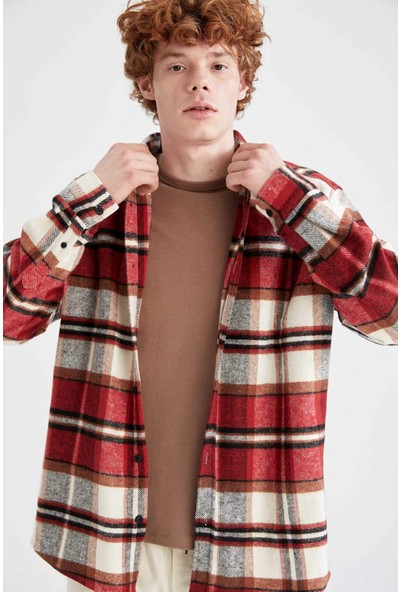 DeFacto Regular Fit Ekose Desenli Uzun Kollu Oduncu Gömlek Ceket W7413AZ22SP