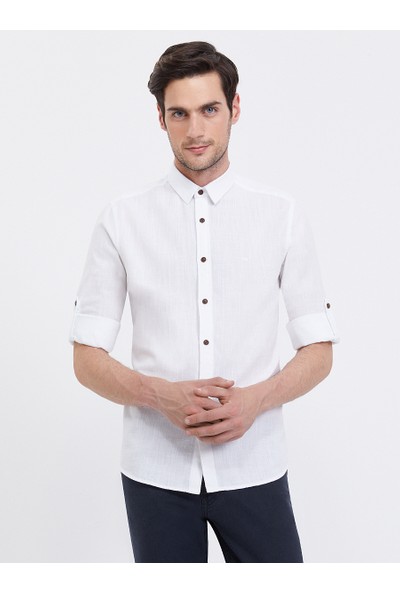 Loft Keten Erkek Gömlek Beyaz 2010395