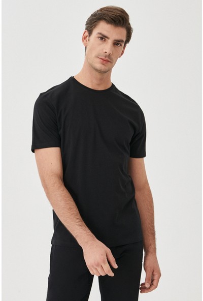 Ac&Co / Altınyıldız Classics Erkek Siyah Slim Fit Bisiklet Yaka Kısa Kollu Pamuklu Tişört Ac&Co / Altınyıldız Classics Erkek Siyah Slim Fit Bisiklet Yaka Kısa Kollu Pamuklu Tişört