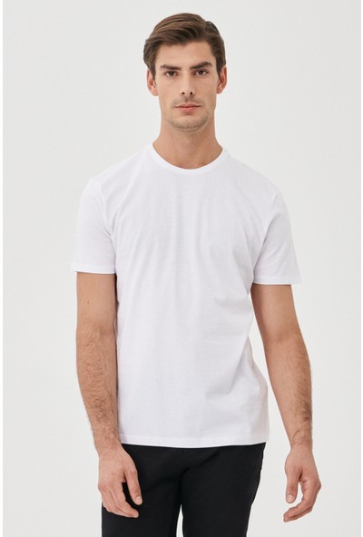 Slim Fit Bisiklet Yaka Kısa Kollu Pamuklu Tişört