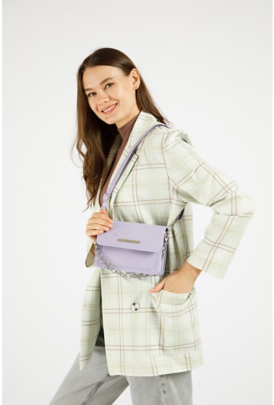 Belirtilmemiş Kadın Lila Kroko Detaylı Enerso Çapraz Çanta