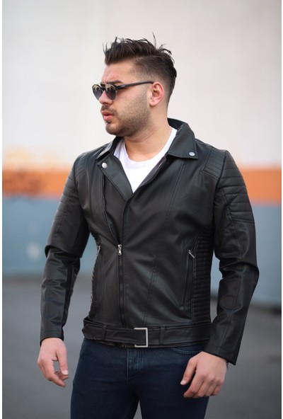 Ohepmoda Dar Kesim Kemerli Erkek Deri Ceket Mont Ohepmoda Dar Kesim Kemerli Erkek Deri Ceket Mont