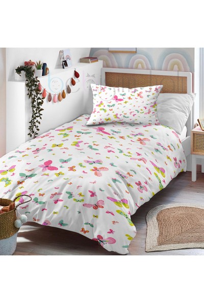 Bebişim Halı Sevimli Taçlı Fil Desenli Tek Kişilik Bebek Çocuk Nevresim Takımı