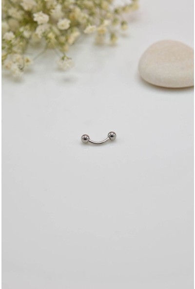 Sacce Scarves&Accessories İki Ucu Top Çelik Piercing Kaş Helix Kıkırdak 6 mm Gümüş Renk