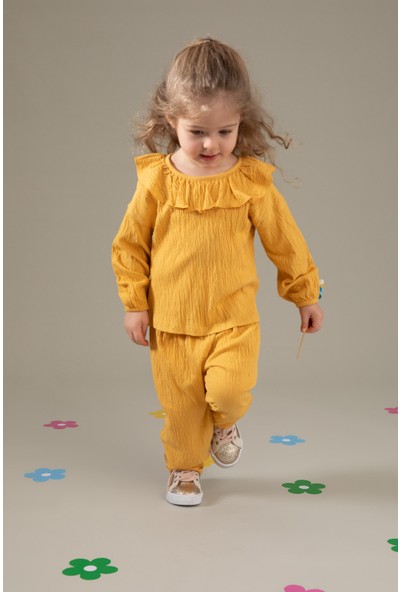 DeFacto Kız Bebek Geniş Yaka Uzun Kollu Dokulu Sweatshirt W9559A222SP