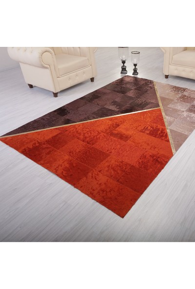 Leatinn Altın Varaklı Çok Renkli Astragan Deri Halı 0002