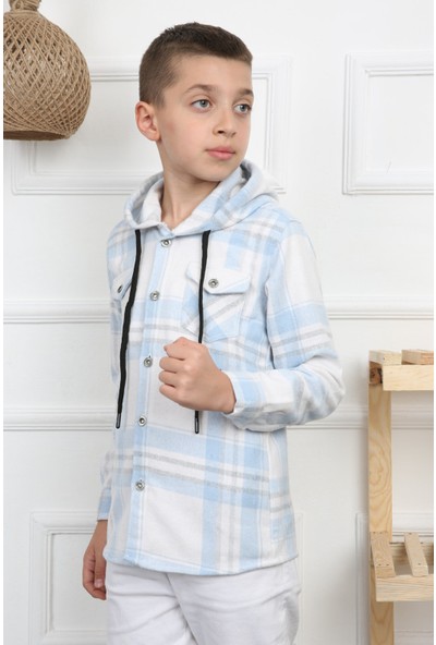 Unisex Çocuk Uzun Kol Kapşonlu Oduncu Gömlek