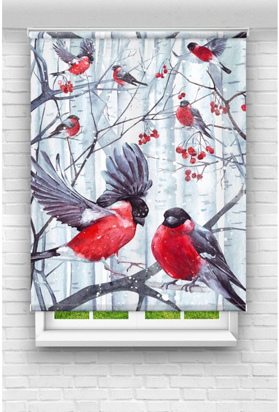 For Home Turkey Büyük Kırmızı Kuşlu Baskılı Stor Perde - Mutfak Ve Oturma Odası Baskılı Stor Perde For Home Turkey Büyük Kırmızı Kuşlu Baskılı Stor Perde - Mutfak Ve Oturma Odası Baskılı Stor Perde