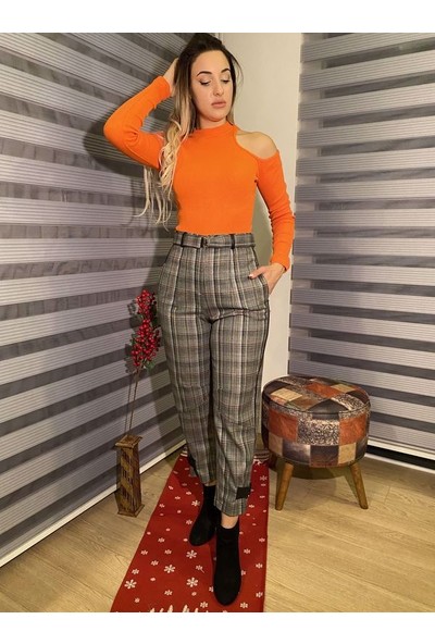 Ekose Desenli Pantalon